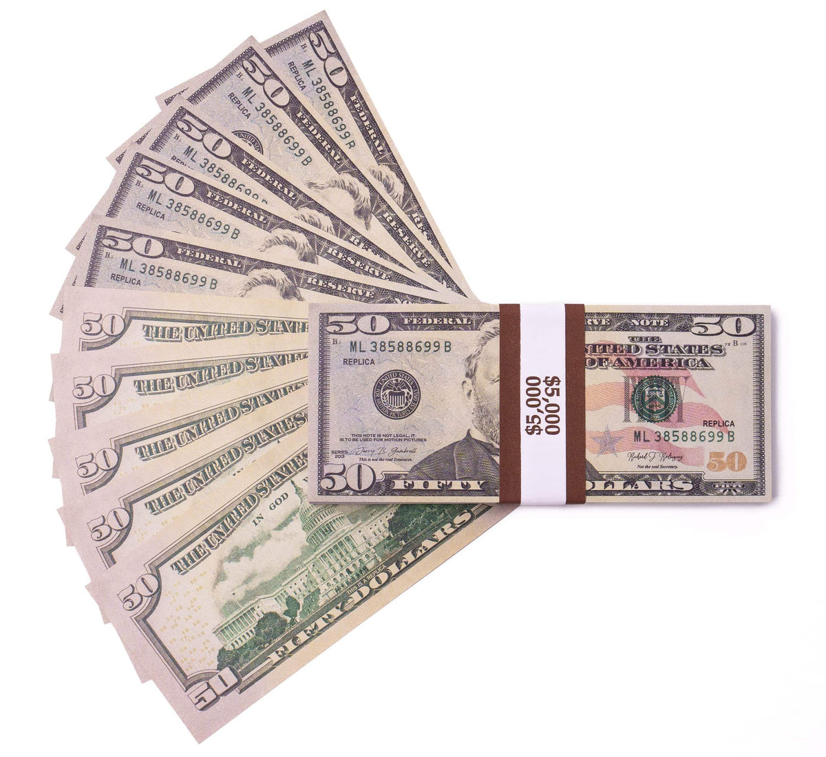 $25,000 Prop Money (5 Stacks of $50 Bills, New Series) - BuzzProps