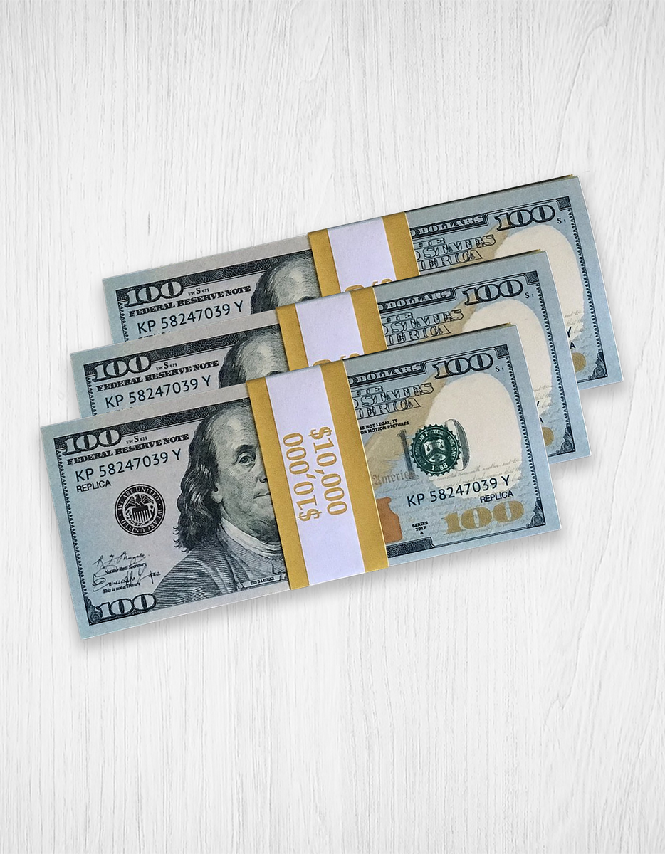 $30,000 Prop Money (3 Stacks of $100 Bills, New Style) - BuzzProps