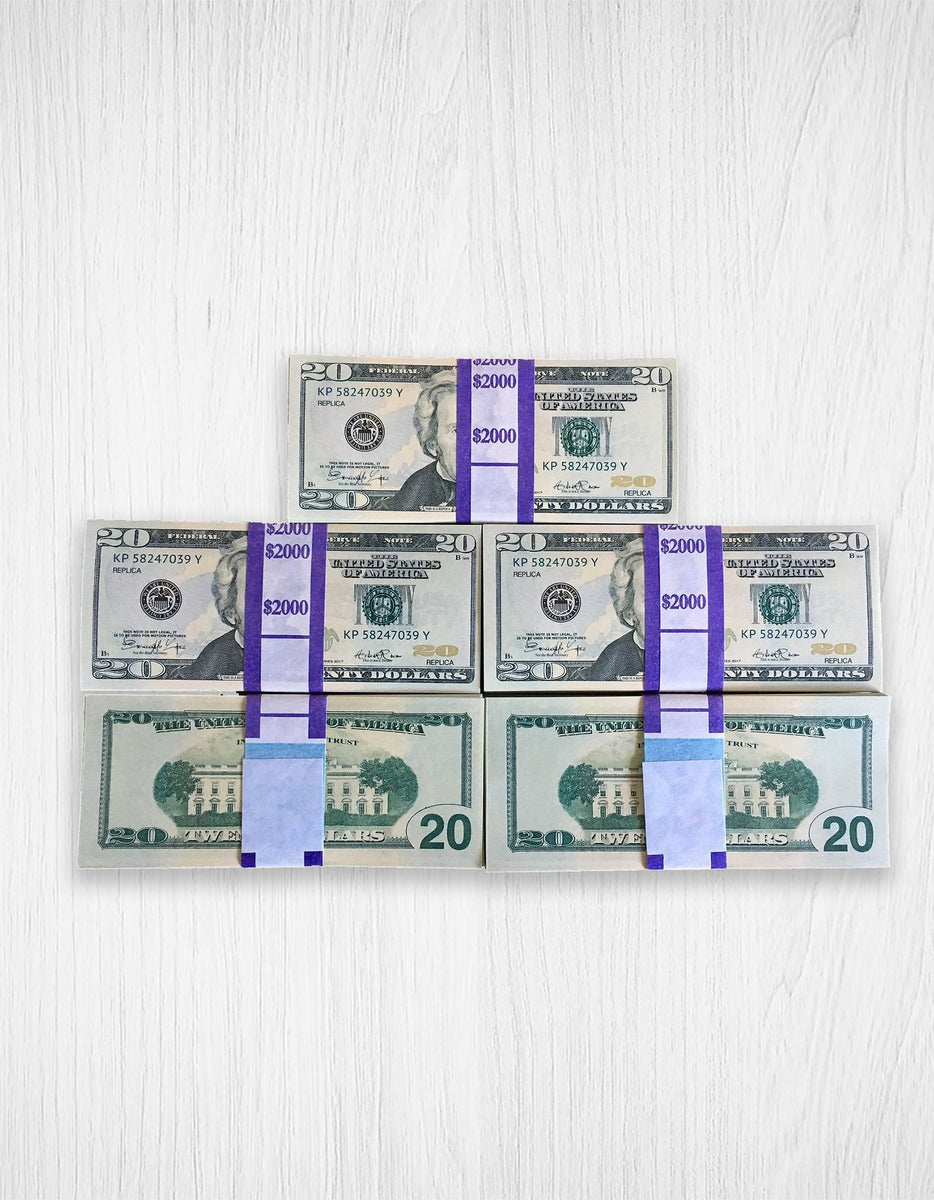$10,000 Prop Money (5 Stacks of $20 Bills, New Style) - BuzzProps